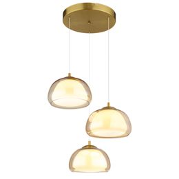 Globo LIGHTING H&auml;ngeleuchte "AVILA", goldfarben geb&uuml;rstet, 1, &Oslash; 50cm H: 150cm, 1 Stk., Leuchten, Goldfarbene H&auml;ngeleuchte mit Amber-Glas, dimmbar, Fernbedienung, H&auml;ngeleuchte