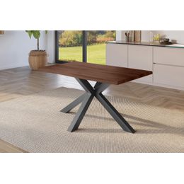 Esstisch Julius / Holz Nussbaum-Optik / 140x80 / Spider-Gestell Schwarz