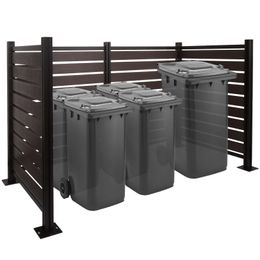 Alu M&uuml;lltonnen-Zaun MCW-K57, M&uuml;lltonnenverkleidung, Holzoptik erweiterbar 130x206x110cm ~ anthrazit