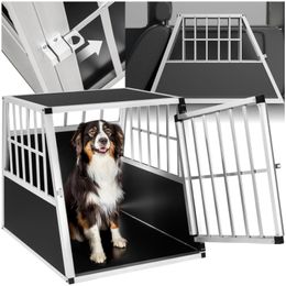 TecTake&reg; Hundetransportbox single, mit schr&auml;ger R&uuml;ckwand, verschlie&szlig;bare Gittert&uuml;r, mit sch&uuml;tzenden Kunststoffecken, 66 x 90 x 69,5 cm