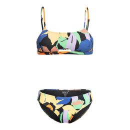 Bandeau-Bikini Roxy "Color Jam", Damen, Gr. XS, Cup B, schwarz (anthrazit flower jammin), Obermaterial: 93% Nylon, 7% Elasthan;, Bikini-Sets Bandeau-Bikini