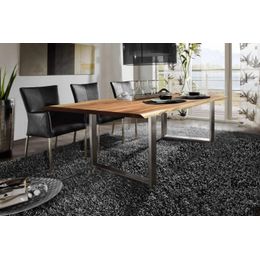 Baumkantentisch SIT / naturfarben / 220x100 / U-Gestell Silber