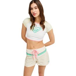 Boardshorts Roxy "The Swell Cheeky Baby 2", Damen, Gr. XL, cloud dancer swell plaid, Obermaterial: 72% Microfaser, 18% Microfaser, 10% Walkfrottier;, Hosen Boardshorts