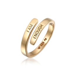 Silberring Elli "Ring Wickelring 925 Sterling Silber I AM ENOUGH" Gr. 54, gold, Fingerringe, Damen, 54, Silber 925 (Sterlingsilber), Silberring