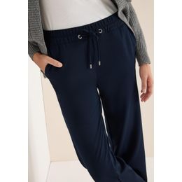 Stoffhose Cecil "Style NEELE", Damen, Gr. XXL (46), L&auml;nge 30, universal blau, Web, Obermaterial: 56% Viskose, 17% Polyamid, 17% Polyester, 10% Elasthan. Futter: 100% Viskose, unifarben, loose fit lang, Hosen Stoffhose, Elastischer Bund mit Tunnelzug