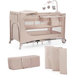 Baby-Reisebett Kinderkraft "JOY 2 mit Zubeh&ouml;r", Baby, Gr. Liegefl&auml;che B/L: 60cm x 120cm, kein H&auml;rtegrad, beige, Kunststoff, Polyester, Babybetten Baby-Reisebett