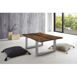 Couchtisch LUBIN / nussbaumfarben / U-Gestell Silber
