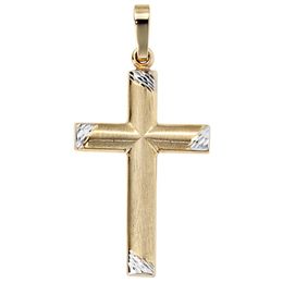 Kreuzanh&auml;nger Jobo "Anh&auml;nger Kreuz", gold (gelbgold 333), Schmuckanh&auml;nger, Damen, Gelbgold 333, 333 Gold bicolor