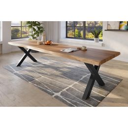 Esstisch Titan XL / naturfarben / 300x120 / X-Gestell Schwarz