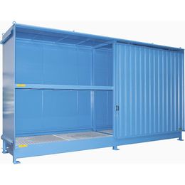 eurokraft pro Gefahrstoff-Regalcontainer, Kapazit&auml;t 8 x 1000-l-IBC/KTC, blau