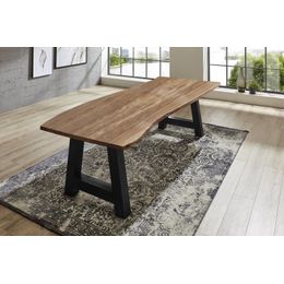Baumkantentisch ATHEN / naturfarben / 200x100 / A-Gestell Schwarz