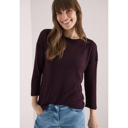 3/4-Arm-Shirt Cecil, Damen, Gr. L (42), rich burgundy, Stoff, 62% Viskose, 38% Polyester, Strukturmuster, comfort fit normal, U-Boot-Ausschnitt, normaler Saum, Shirts 3/4-Arm-Shirt, mit 3/4 &Auml;rmeln