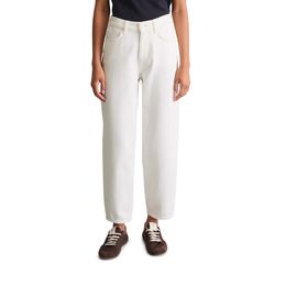 Marc O'Polo Relax-fit-Jeans MARC O'POLO DENIM "aus Rigid Denim", Damen, Gr. 28, L&auml;nge 34, wei&szlig;, Obermaterial: 100% Baumwolle, unifarben, relaxed fit kn&ouml;chelfrei, Jeans