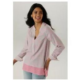 Longbluse Aniston SELECTED, Damen, Gr. 40, rosa (rose, mintgr&uuml;n, wei&szlig;), Web, Obermaterial: 100% Viskose, bedruckt, gemustert, l&auml;ssig geschnitten Po-bedeckend, V-Ausschnitt, 2-Knopf-Manschette, Blusen Longbluse, mit Rankenmusterung und Bord&uuml;rendruck am Saum