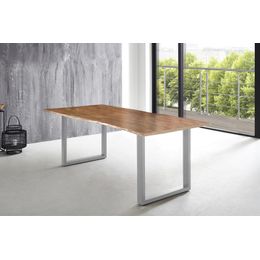 Baumkantentisch LUBIN / naturfarben / 240x100 / U-Gestell Silber