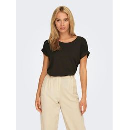 T-Shirt Only "ONLMOSTER &ndash; Kurzarmshirt mit Aufschlag und klassischem Look", Damen, Gr. L, braun (demitasse), Jersey, Obermaterial: 75% Viskose, 20% Polyester, 5% Elasthan, unifarben, regular fit normal, Rundhals, mit Aufschlag, Shirts T-Shirt, Viskosemischung, regular fit