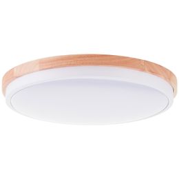 Brilliant LED Deckenleuchte "Baarlo", wei&szlig; (matt wei&szlig;, holz), &Oslash; 35cm H: 7cm, 1 Stk., Leuchten, &Oslash; 35 cm, 2400 lm, 3000 K, 3-Stufen dimmbar, Holz/Metall, LED Deckenleuchte