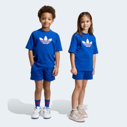 Trainingsanzug adidas originals "LOCKERES KURZES -SET MIT TREFOIL", Jungen, Gr. 122, collegiate royal, Obermaterial 2: 70% Baumwolle, 30% Polyester. Oberteil: 100% Baumwolle, Sportanz&uuml;ge Trainingsanzug