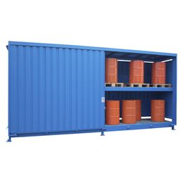 LaCont Gefahrstoff-Regalcontainer zur passiven Lagerung, HxBxT 3080 x 6180 x 1530 mm, Kapazit&auml;t 32 x 200-l-F&auml;sser