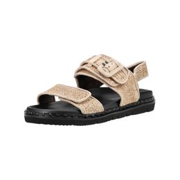 Riemchensandale REGARDE LE CIEL "Regarde Le Ciel Sandalen Leder/Textil", Damen, Gr. 37, beige (schwarz, braun), Leder, Textil, Schuhe Riemchensandale