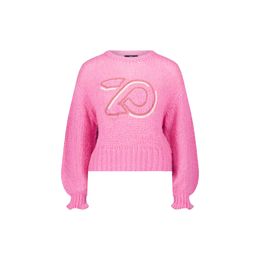 Rundhalspullover Zero "Pullover mit Logostickerei", Damen, Gr. XL, pink (patch pinkpink), Obermaterial: 55% Polyacryl PAN. 30% Polyester Pol. recyc.. 8% Polyamid PA. 7% Wolle WO., Pullover Rundhalspullover