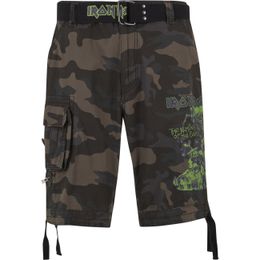 Cargoshorts Brandit "Brandit Iron Maiden Savage Shorts The Number of The Beast", Herren, Gr. 4XL, US-Gr&ouml;&szlig;en, schwarzcamo, 100% Baumwolle, normal, Hosen