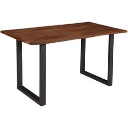 Baumkantentisch INSA / nussbaumfarben / 110x75 / U-Gestell Schwarz