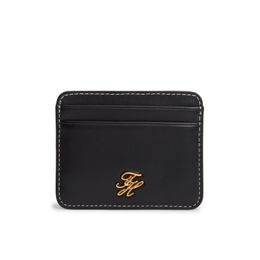 Kartenetui Tommy Hilfiger "TH SCRIPT LEATHER CC HOLDER", Damen, schwarz, Leder, unifarben, Basic, Kleinlederwaren Kartenetui, Unisex Minigeldbeutel, Portemonnaie mit TH-Schmucklogo