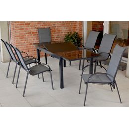 Garten-Essgruppe Merxx "Amalfi", silber (silber, grau), Polyester, Aluminium, Polyester, Sitzm&ouml;bel-Sets
