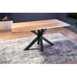 Baumkantentisch FELINA / naturfarben / 240x100 / Spider-Gestell Schwarz