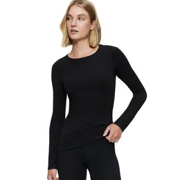 Langarmshirt Triumph "Beauty Layers LSL Top 04", Damen, Gr. XL, schwarz, Single Jersey, Obermaterial: 48% Wolle, 48% Modal, 4% Elasthan, Basic h&uuml;ftlang, Rundhals, Shirts Langarmshirt, temperaturausgleichend