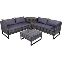 Gartenlounge-Set Garden Pleasure "RAMIRA", schwarz (schwarz, blau), Obermaterial: 100% Polyester, Sitzm&ouml;bel-Sets