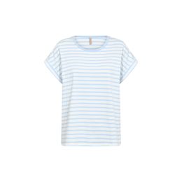 Kurzarmshirt soyaconcept "SC-RINA STRIPE 18", Damen, Gr. L, windsurfer combi, Single Jersey, Obermaterial: 95% Baumwolle, 5% Elasthan, gestreift, normal, Rundhals, Shirts