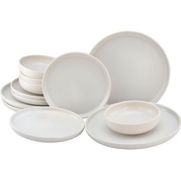 Tafelservice Creatable "Uno", wei&szlig; (sanftes wei&szlig;), 12 Stk., Steinzeug, Geschirr-Sets, Tafelservice, Teller Set, weiche, harmonisch ausbalancierte Form