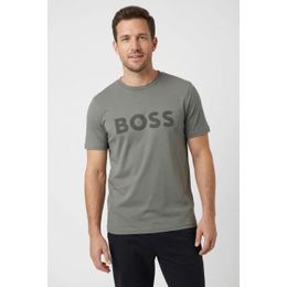 T-Shirt BOSS Orange "Thinking", Damen, Gr. L, open grau077, Jersey, Obermaterial: 100% Baumwolle, bedruckt, unifarben, regular fit normal, Rundhals, eingesetzt abgesteppte Kante, Shirts T-Shirt, Rundhalsausschnitt, Regular Fit, gro&szlig;er Logodruck