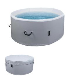 Whirlpool MCW-N97, Ersatz-Pool 4 Personen, In-/Outdoor aufblasbar Dropstitch-Gewebe, rund &Oslash;150cm grau-wei&szlig;