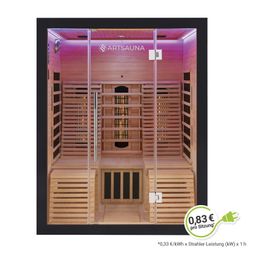 Artsauna Infrarotkabine Helsinki 150 mit Dual Technologie & LED - 3 Personen W&auml;rmekabine Schwarz