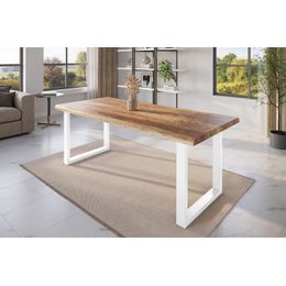 Baumkantentisch ATLAS 220 / Mango roughfarben / 220x100 / U-Gestell Wei&szlig;