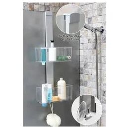 Duschregal Bischof "Yoki", silber, B:29cm H:69cm T:13cm, Regale, rostfrei, f&uuml;r Duscht&uuml;ren von 6 - 11 mm geeignet, stufenlos einstellbar