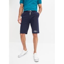 Bermudas bonprix, Herren, Gr. 48/50, N-Gr, dunkelblau bedruckt, Obermaterial: 100% Baumwolle, regular fit, Hosen Bermudas, aus Baumwolle, mit Kordelverschluss, Regular Fit