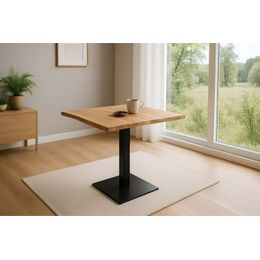 Bistrotisch IRIS / Akazie naturfarben lackiert / 80x80 / S&auml;ulen-Gestell eckig Schwarz