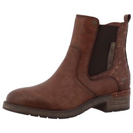 Winterstiefelette Mustang Shoes "Gelja", Damen, Gr. 37, braun (cognac), Lederimitat, used, Schuhe Winterstiefelette, Stiefelette, Winterboots mit Anziehlasche