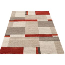 Teppich OCI DIE TEPPICHMARKE "CASTLE BEPPO, auch als L&auml;ufer", rot (rot, beige, braun), B:240cm H:20mm L:290cm, Polypropylen (PP), Teppiche, Teppich, dichter Fris&eacute; Kurzflor, kariert, Wohnzimmer, Schlafzimmer