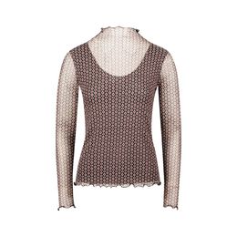 Rundhalsshirt Zero "Mesh-Shirt mit grafischem Print", Damen, Gr. 34, braun (creambraun), Obermaterial: 95% Polyester Pol. recyc.. 5% Elasthan EL., Shirts Rundhalsshirt