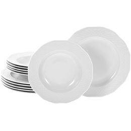 Tafelservice Creatable "Arianne Weiss, Service 12-tlg.", wei&szlig;, 12, Porzellan, Geschirr-Sets, Tafelservice, Teller Set, Klassisch, Zeitlos