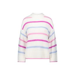 Rundhalspullover Zero "Grobstrickpullover mit Streifen", Damen, Gr. M, pink (creampink), Obermaterial: 45% Polyamid PA. 38% Polyacryl PAN. 11% Wolle WO. 6% Alpaka WP., Pullover Rundhalspullover