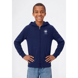 Kapuzensweatjacke Champion "Graphic Terry Full Zip Hoodie", Jungen, Gr. S (128/134), nava, Obermaterial: 54% Baumwolle, 46% Polyester, Sweatjacken Kapuzensweatjacke, mit Kapuze, mit Rei&szlig;verschluss, f&uuml;r Kinder, weiches Material