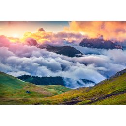 Fototapete papermoon "Wolken in Bergen", bunt, B:3m L:2,23m, Vlies, Tapeten