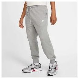 Sporthose Nike SPORTSWEAR "M NK CLUB FT JOGGER", Damen, Gr. 3XL, N-Gr, dk grau heather, lt smoke grau, wei&szlig;, Sweatware, Obermaterial: 80% Baumwolle, 20% Polyester, meliert, Basic lang, Hosen Sporthose, mit Eingrifftaschen und Ges&auml;&szlig;tasche, mit Kordelverschluss