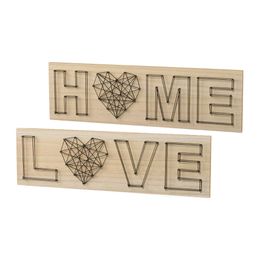 Holzbild CREATIV HOME, silber (farbe bild(er): silberfarben), B:40cm H:15cm T:4cm, Bilder, Holzbild, Wanddeko, aus Holz, mit Schriftzug
